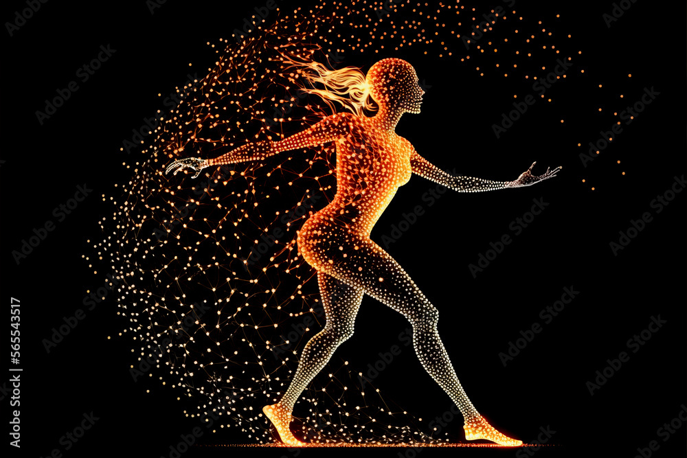 Technologies in dancing industry concept, abstract dot point connect in ...