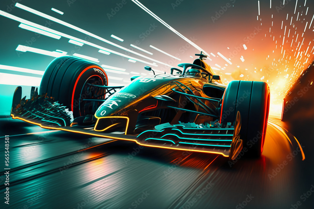 The futuristic racing formula at the fast ride to the finish ...