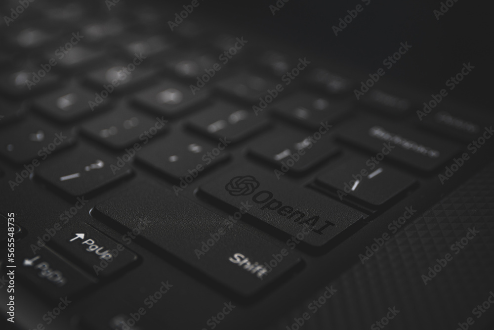 OpenAI ChatGPT logo on PC keyboard. ChatGPT is a chatbot launched by OpenAI Stock Photo | Adobe ...