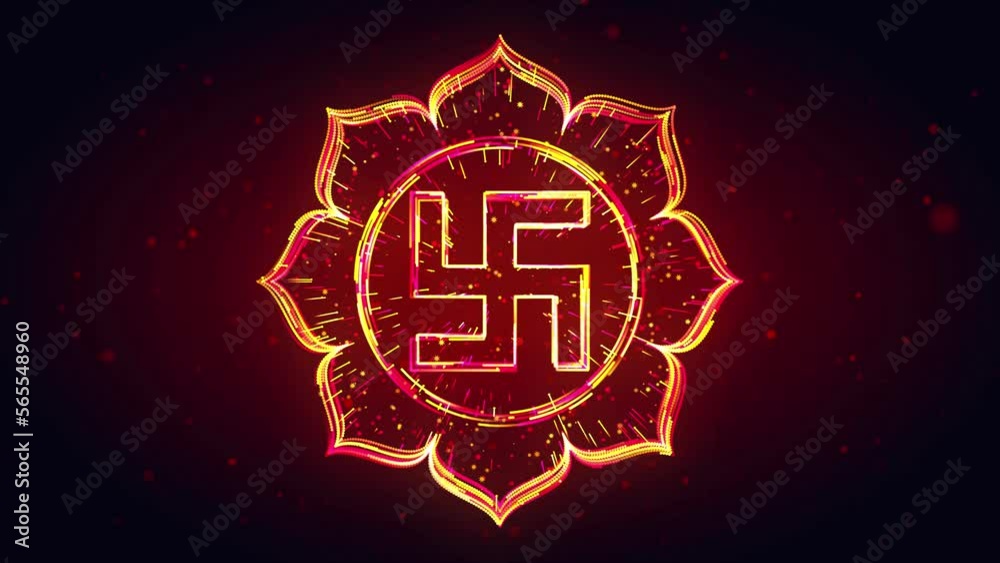 Red Yellow Shiny Swastika Inside Padma Symbol Shape 3d Lines Effect ...