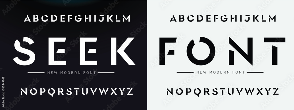 SEEK Sports minimal tech font letter set. Luxury vector typeface for ...