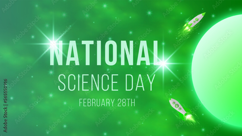 Vector illustration on green background for World Science Day. Science ...