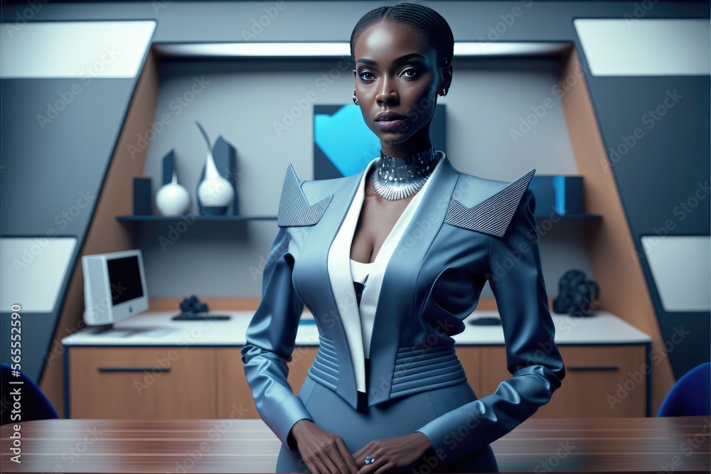 Woman from Democratic Republic of Congo in business attire in modern ...