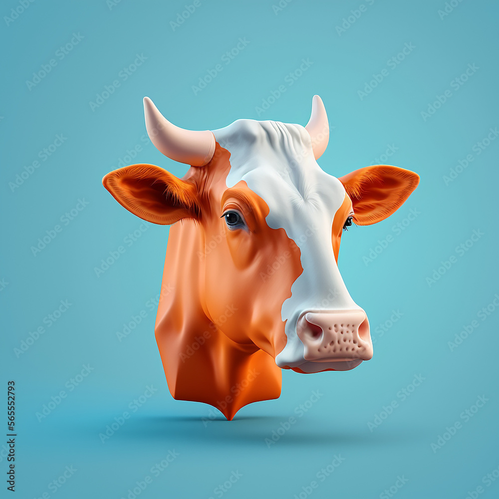 The 3d cow icon is beautiful and cute. Generative AI. 3D lovely cow ...