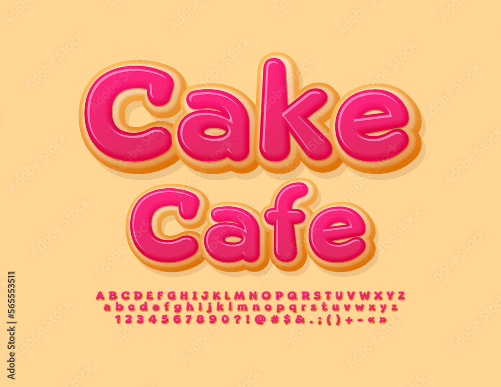 Vector sweet Emblem Cake Cafe. Tasty Donut Font. Creative Alphabet ...
