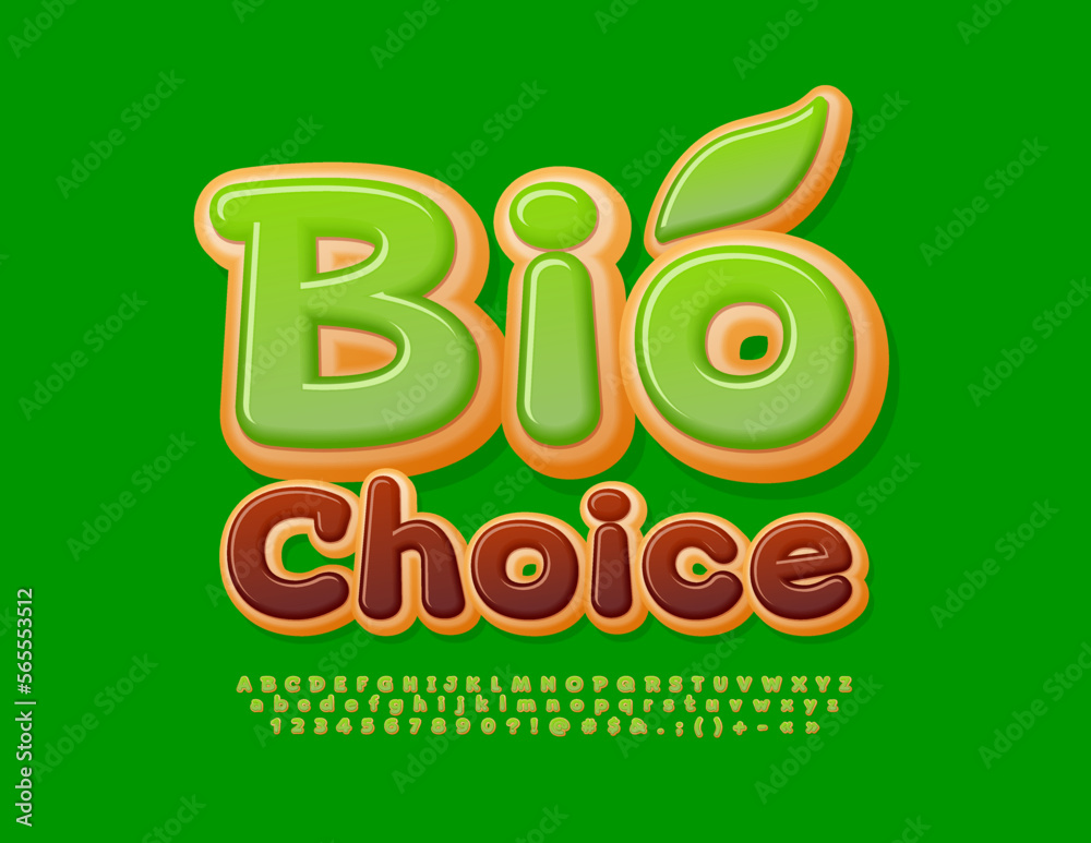 Vector trendy poster Bio Choice. Sweet artistic Font. Modern Alphabet ...