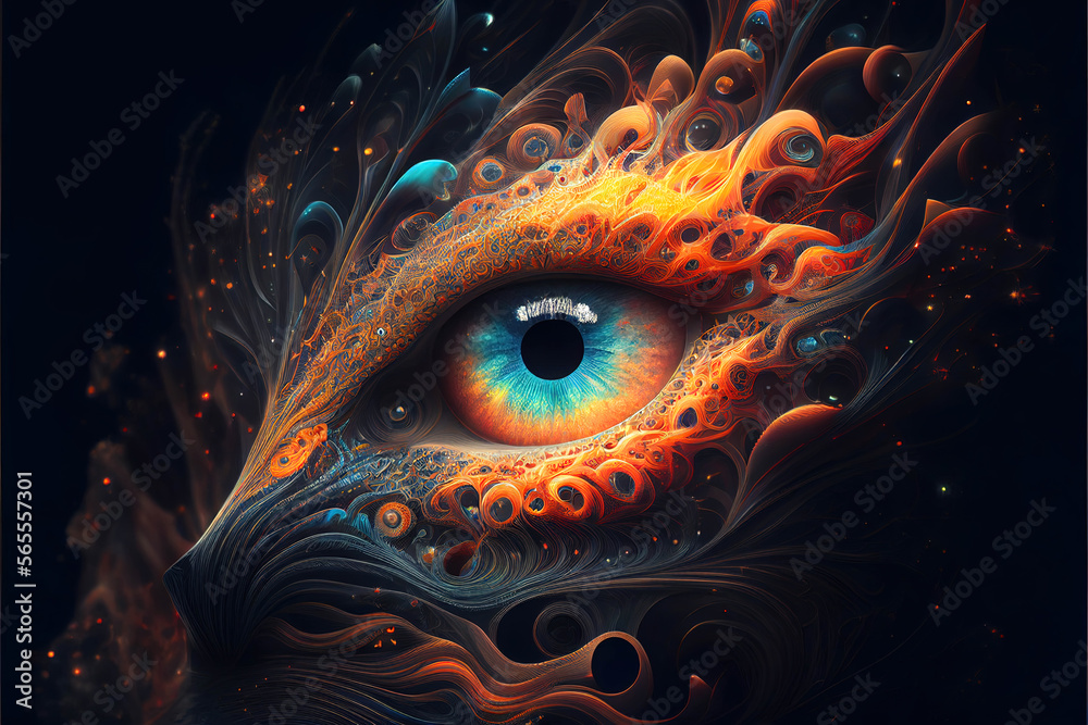 the real eye of Rah - 3d illustration of a futuristic ancient multi ...