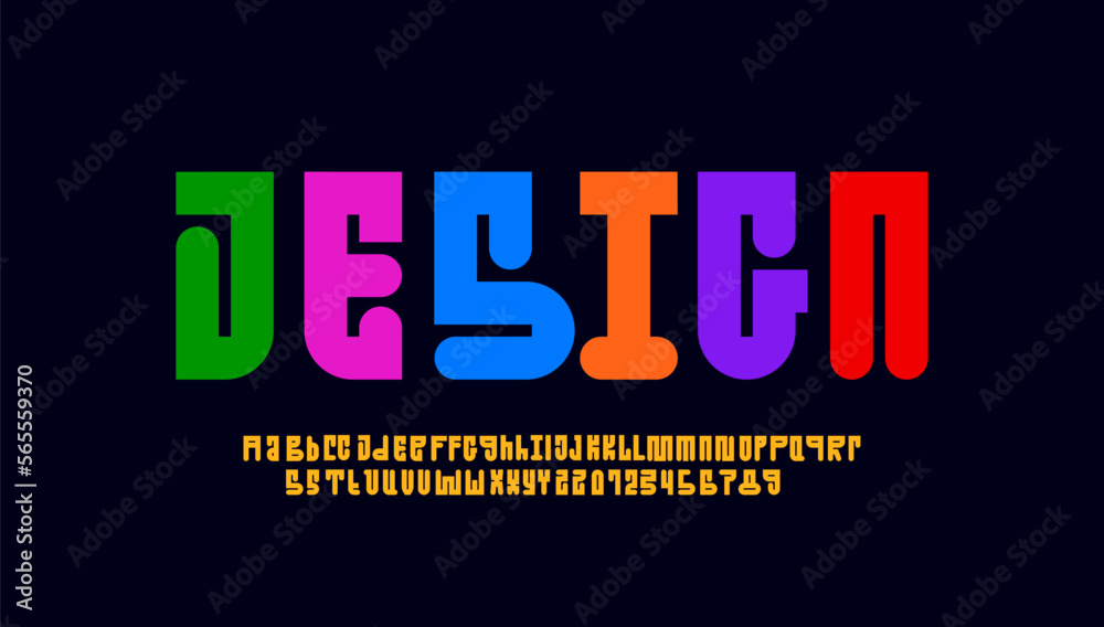 Abstract alphabet font, art typography letters and numbers, vector ...