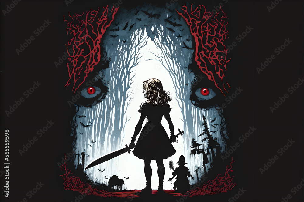 Alice in wonderland but she is murderous and crazy, lost her mind, with ...