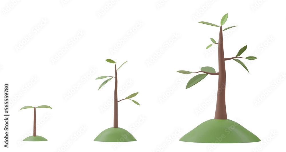 3D rendering. Tree growth diagram isolated on transparent background ...