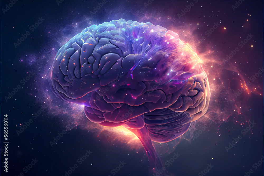 Beautiful abstract illustrations human brain anatomy and nebula dust ...
