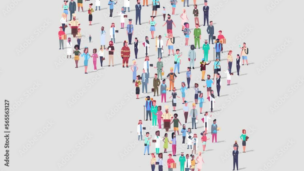 Africa Population Creative Concept on African Map. Large Crowd of ...