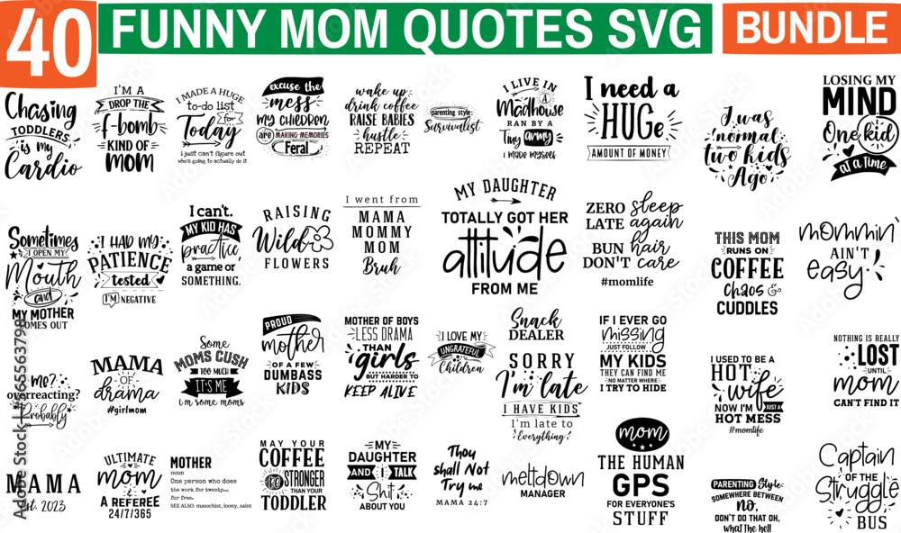 Svg Vector Graphic Pack Funny Sarcastic Mom Sayings And Hand Drawn