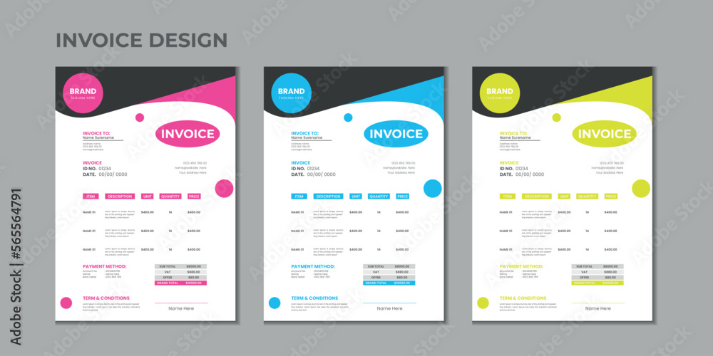Minimal corporate Business multiple color variation a4 size vector ...