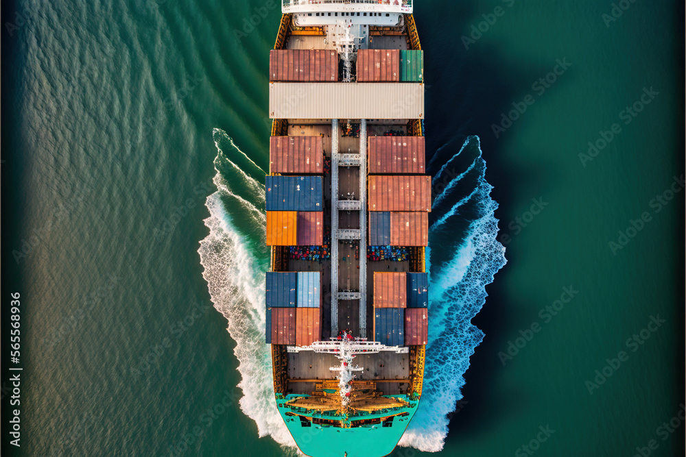 a large container ship sailing through the ocean water with a wake of a ...