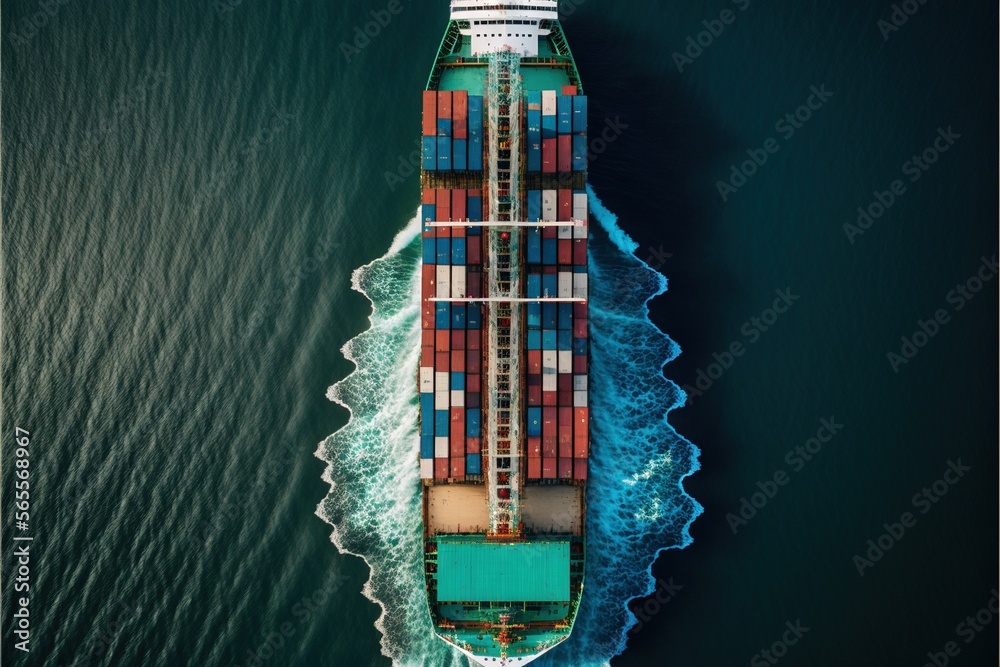 a large container ship sailing across the ocean with a lot of ...