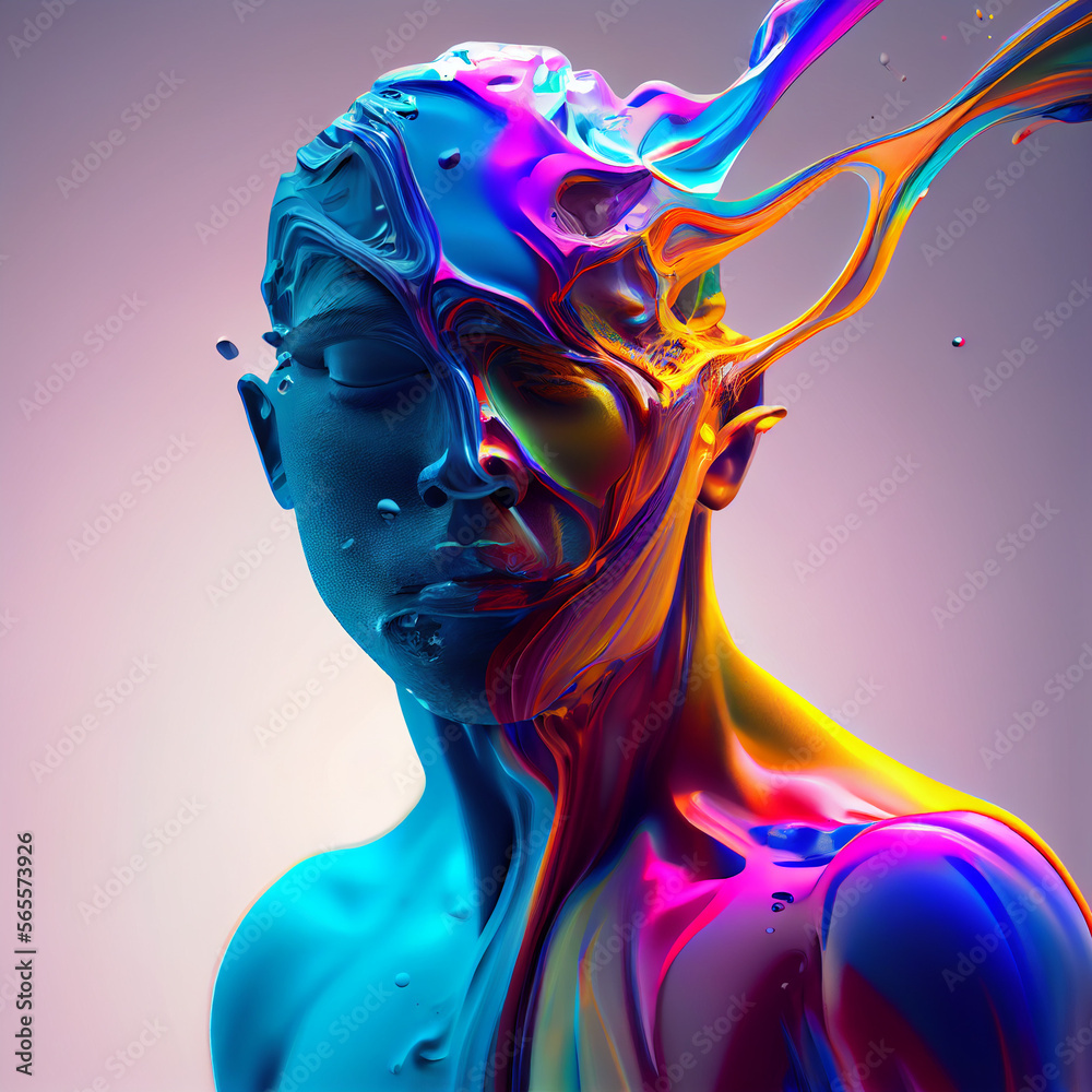 HOMEM DERRETIDO CORES FLUIDAS (A MELTED HEAD) criado com ferramentas de ...