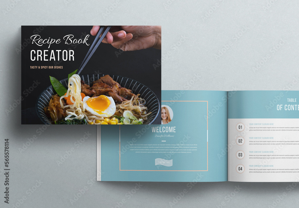 Recipe Book Creator Template Landscape Stock Template | Adobe Stock