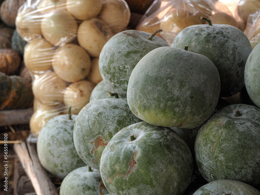 fresh vegetables at the market, Winter Melon, White Gourd, Winter Gourd ...