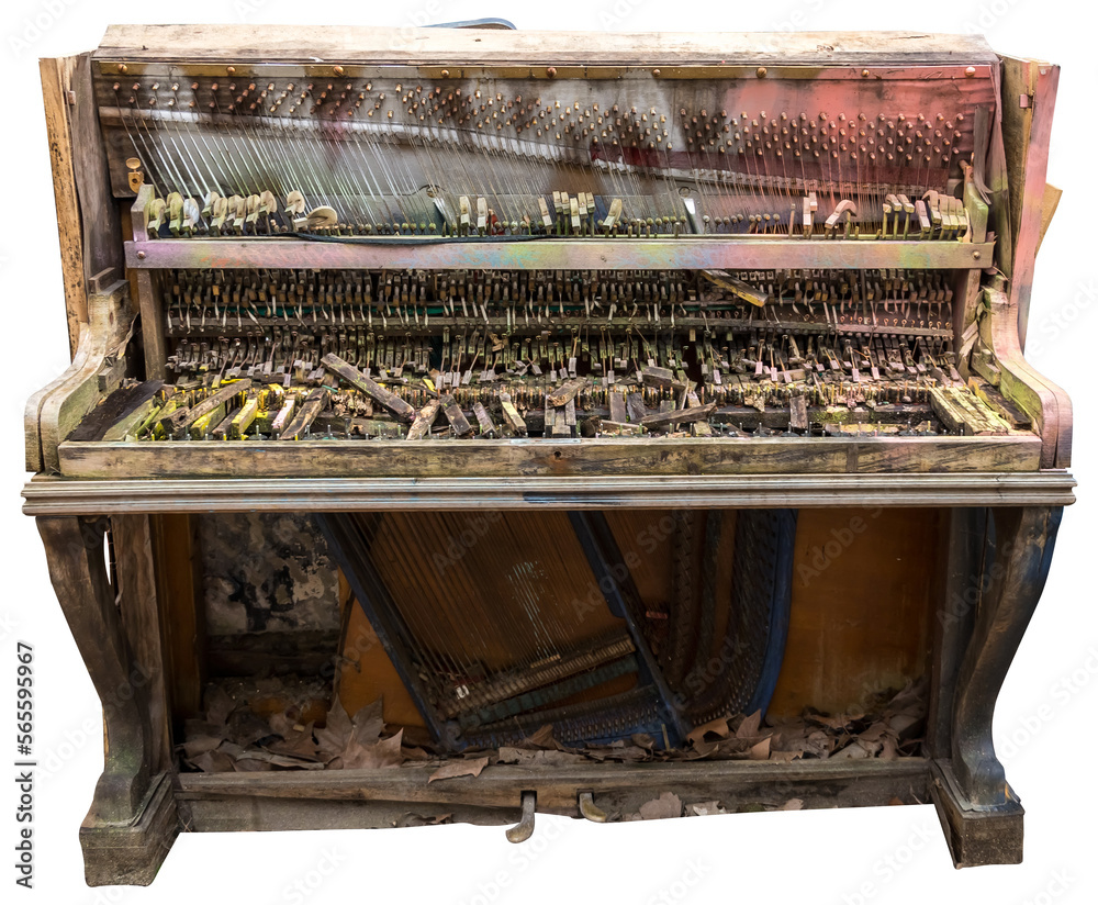 Isolated PNG cutout of a destroyed piano on a transparent background ...