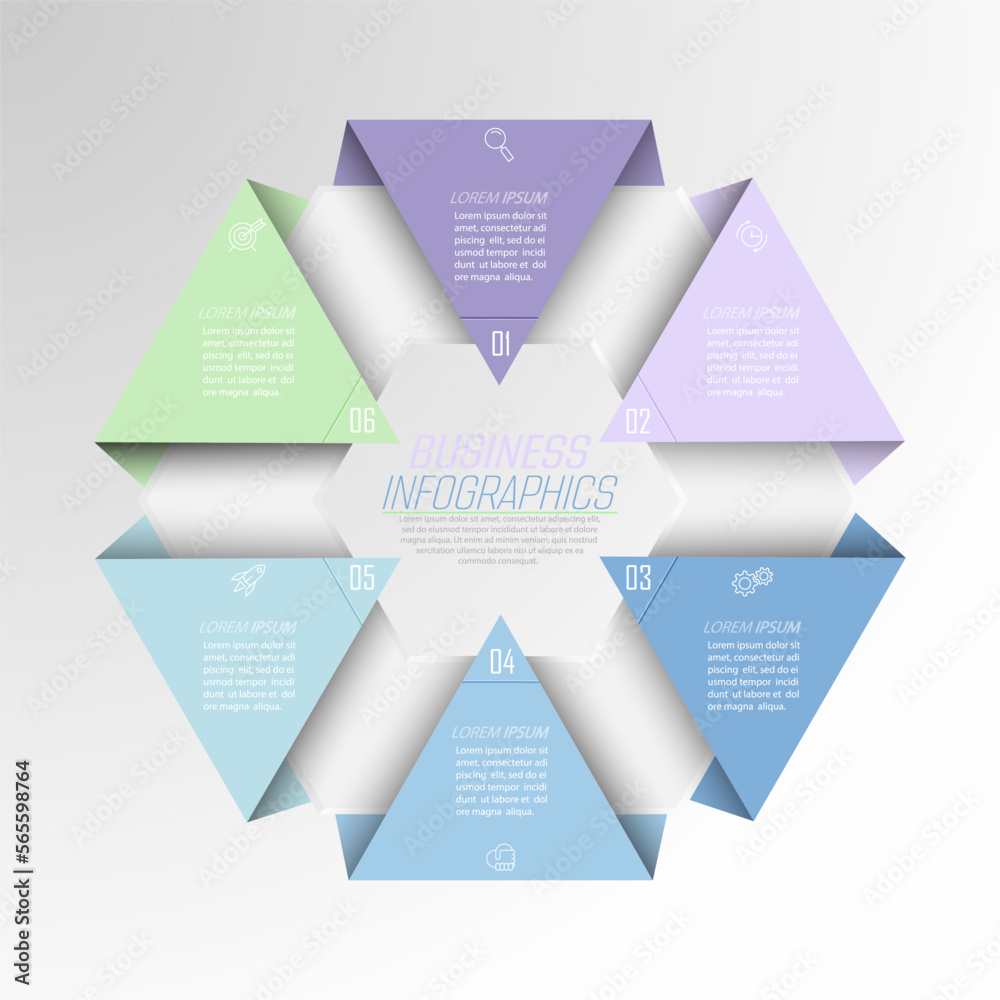 Business Infographics. 6 steps to achieve the result. Stages of ...