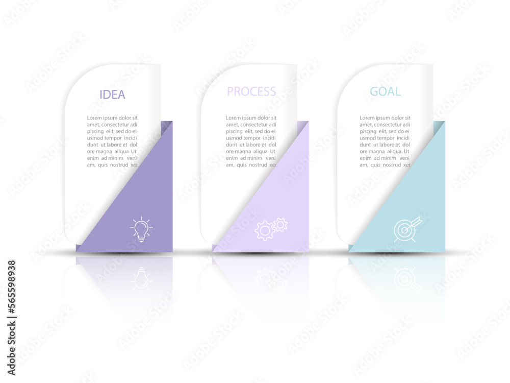 Business infographics. 3 stages of achieving the goal. Stages of the ...