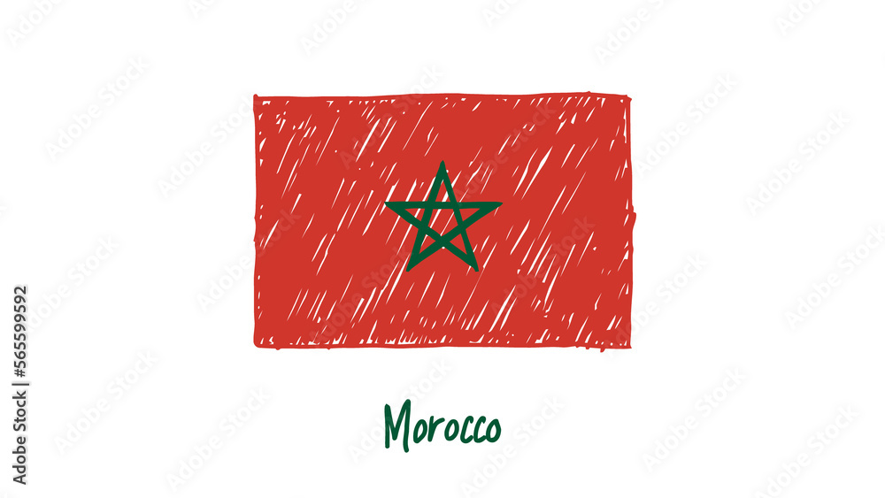 Morocco National Country Flag Pencil Color Sketch Illustration with ...