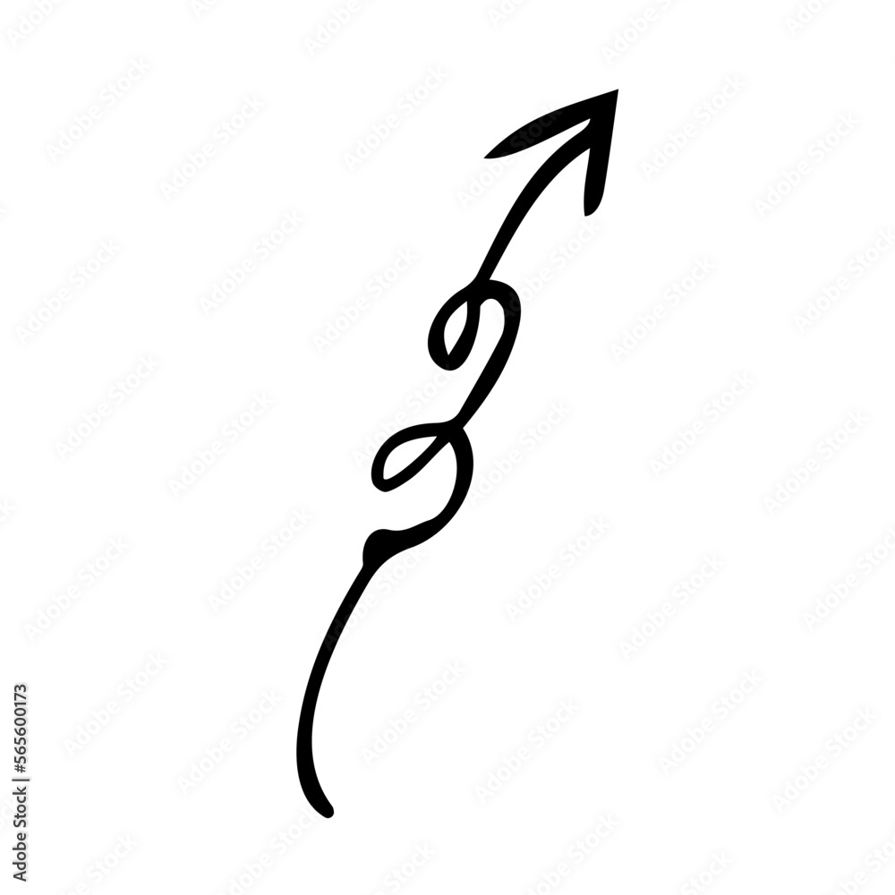 winding arrow. Black and white sketch, logo, clipart, icon, icon ...