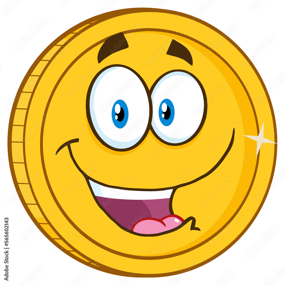 Smiling Golden Coin Cartoon Character For Business And Finance Concepts ...