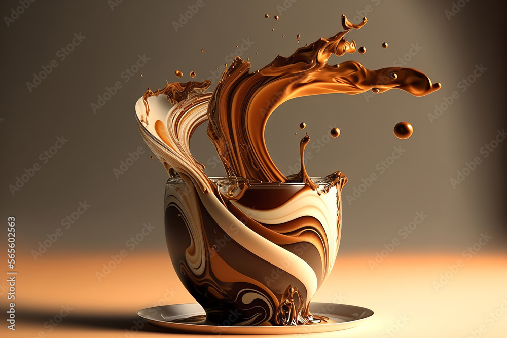 Cup made by hot liquid coffee and milk. liquid coffee concept ...