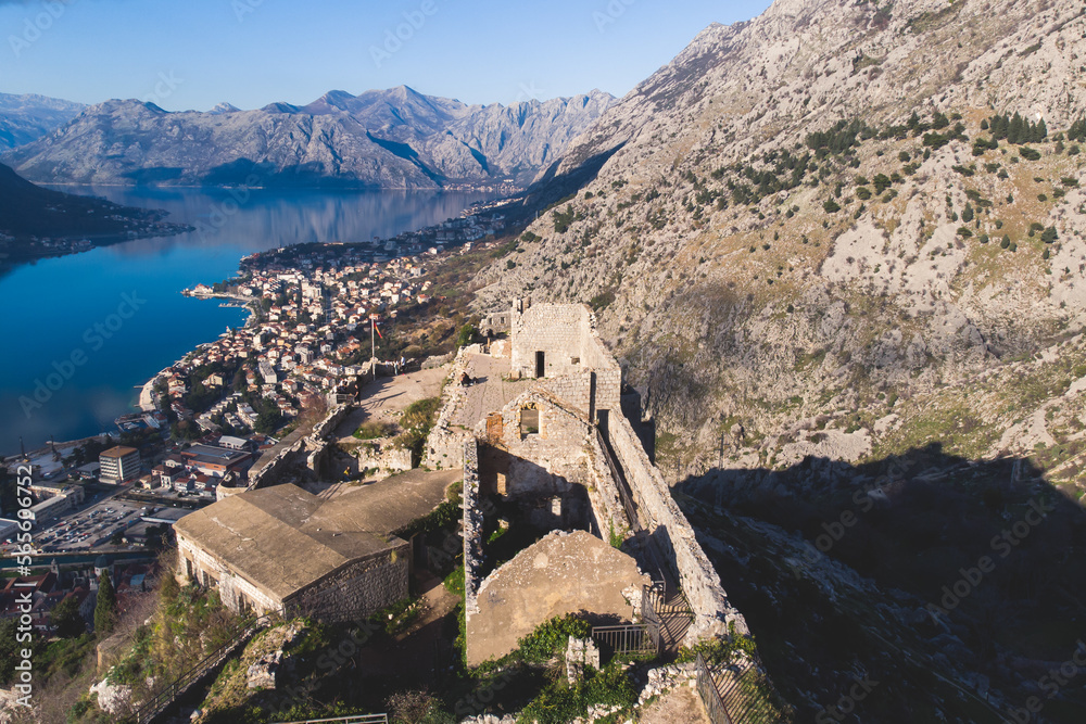 Kotor, Montenegro, process of climbing to the top of San Giovanni ...