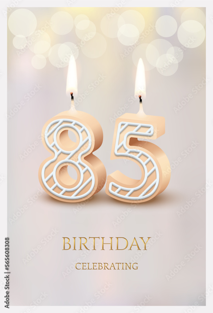 Happy birthday greeting card with 85 number candles vector illustration ...
