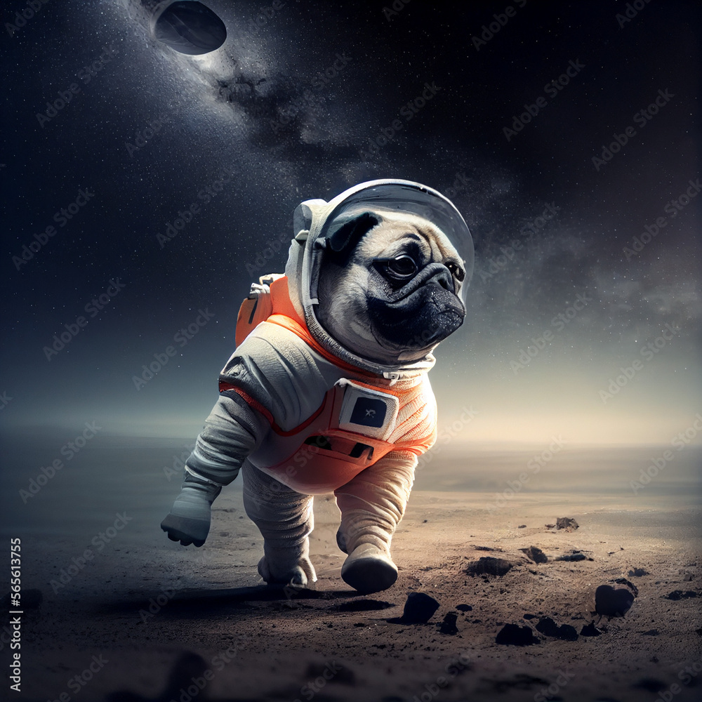 UM PUG USANDO ROUPAS DE ASTRONAUTA (ASTRONAUT PUG 3) criado com ...