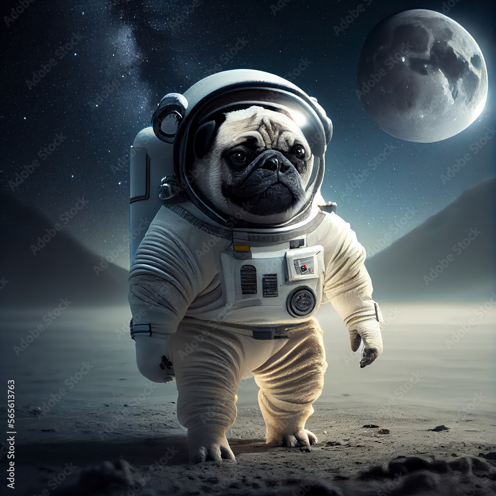 UM PUG USANDO ROUPAS DE ASTRONAUTA (ASTRONAUT PUG 2) criado com ...