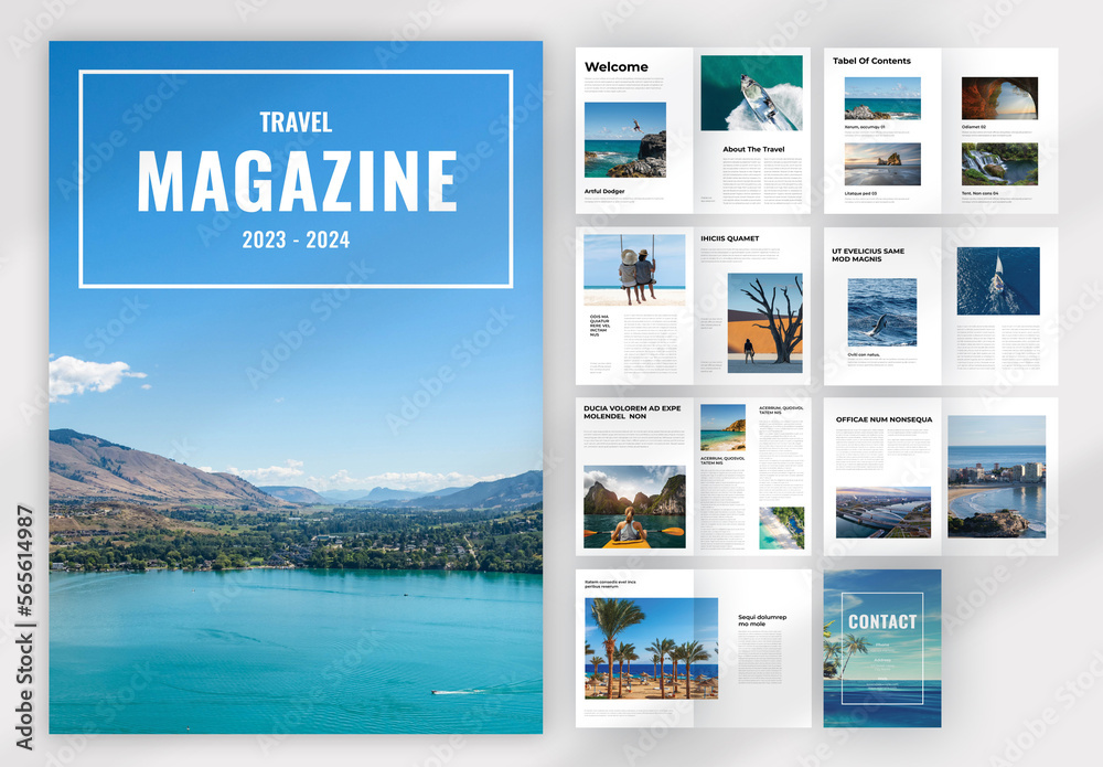 Travel Magazine Layout Stock Template | Adobe Stock