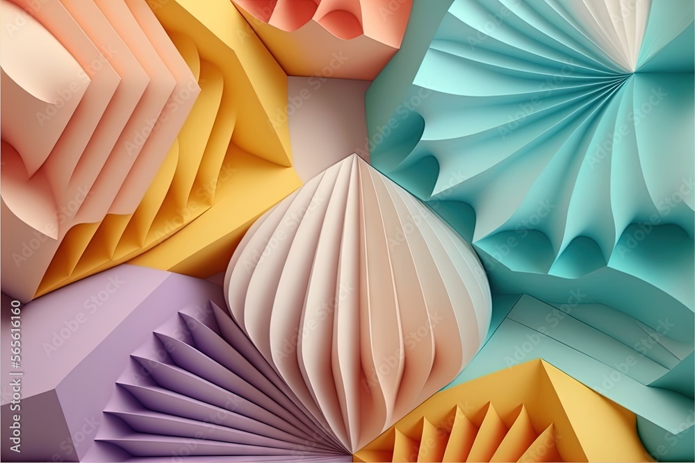 a colorful background with folded paper like shapes and colors of ...