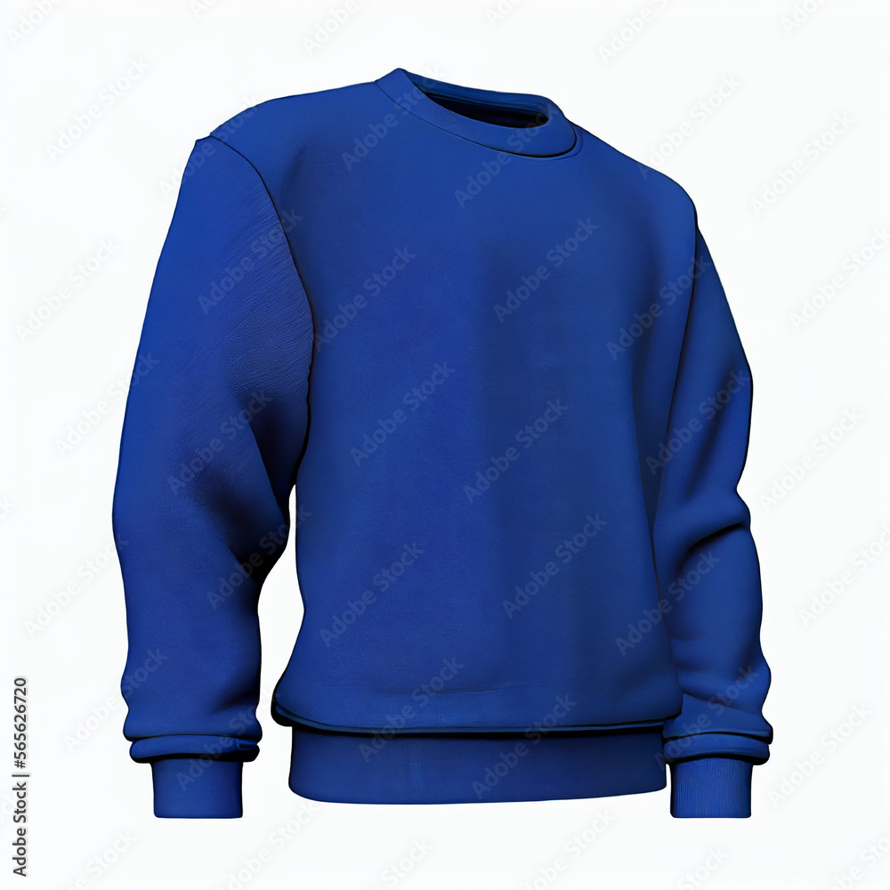 Mockup of a blank royal blue sweatshirt with long sleeves isolated on ...