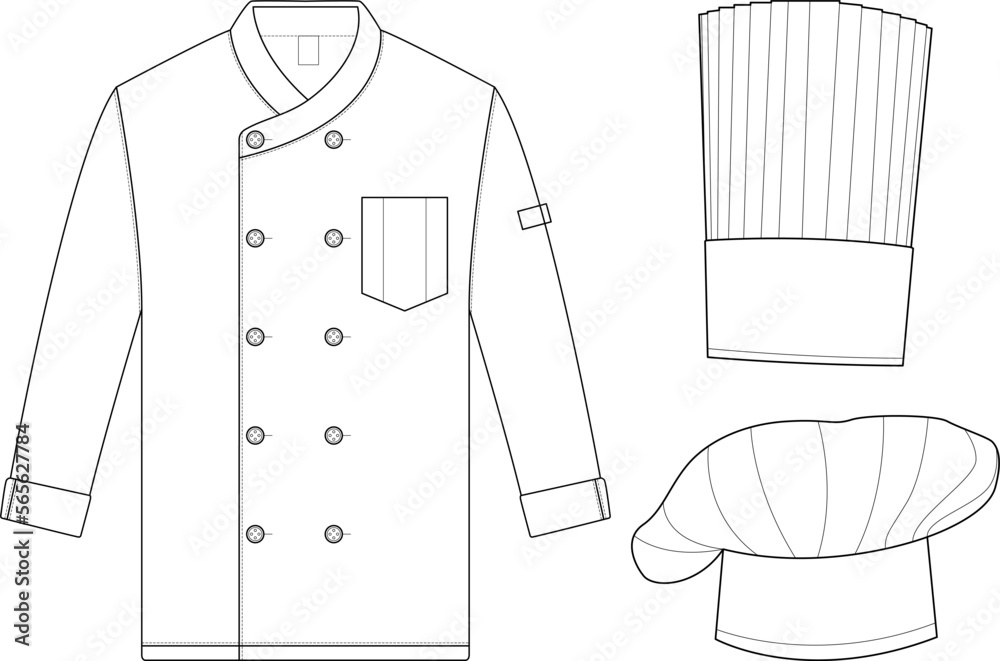 Vector line art chef uniform mockup Stock Vector | Adobe Stock