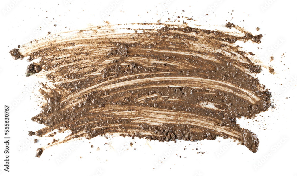 Wet mud, stains texture isolated on white background, top view and ...