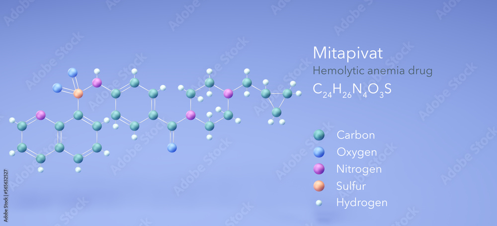 mitapivat molecule, molecular structures, c24h26n4o3s Hemolytic anemia ...