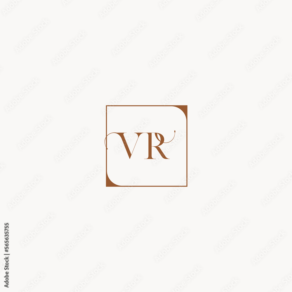 VR brown initial wedding logo design ideas in minimalist square concept ...