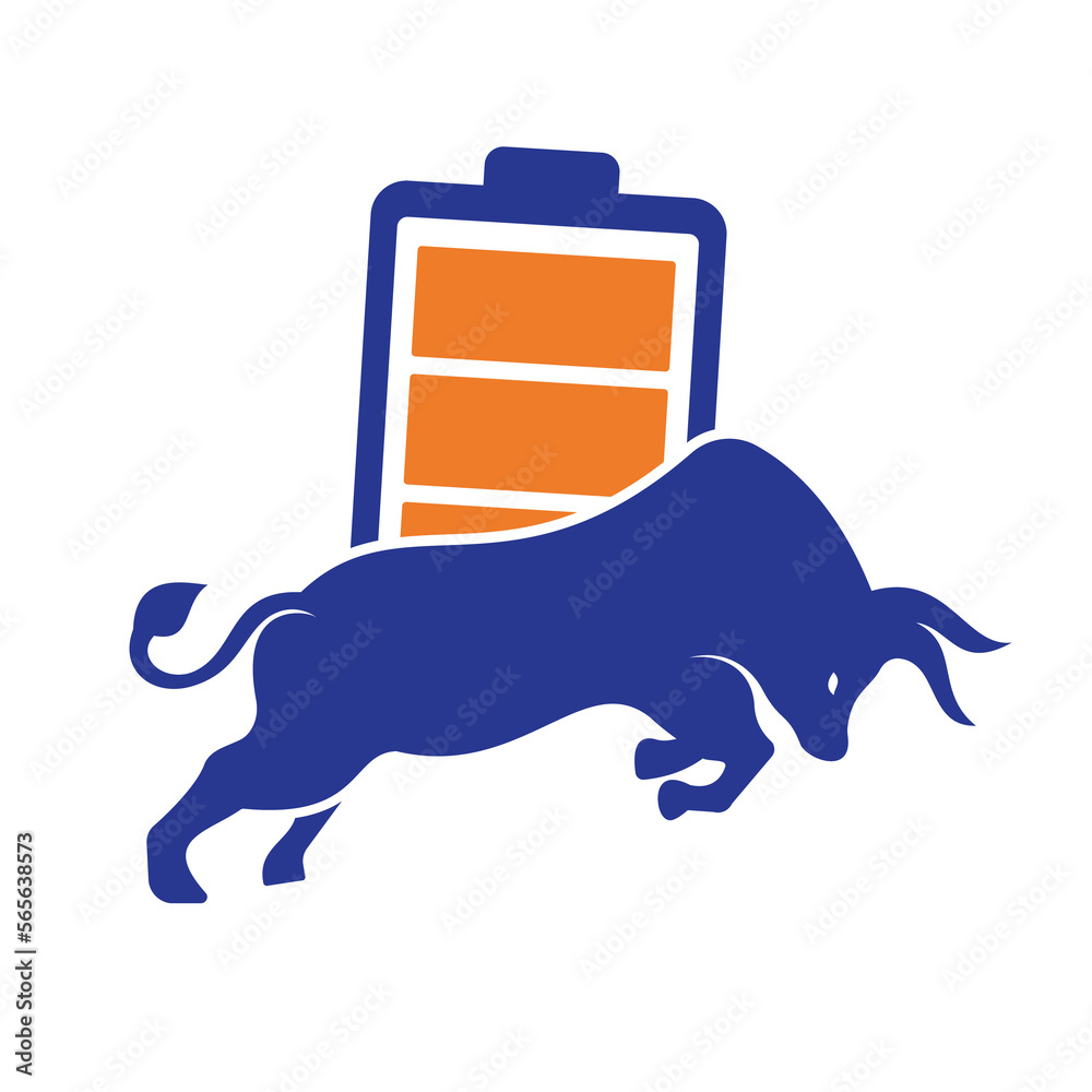 Bull Battery vector logo design template. Strong energy logo design ...