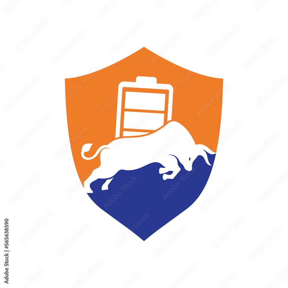 Bull Battery vector logo design template. Strong energy logo design ...