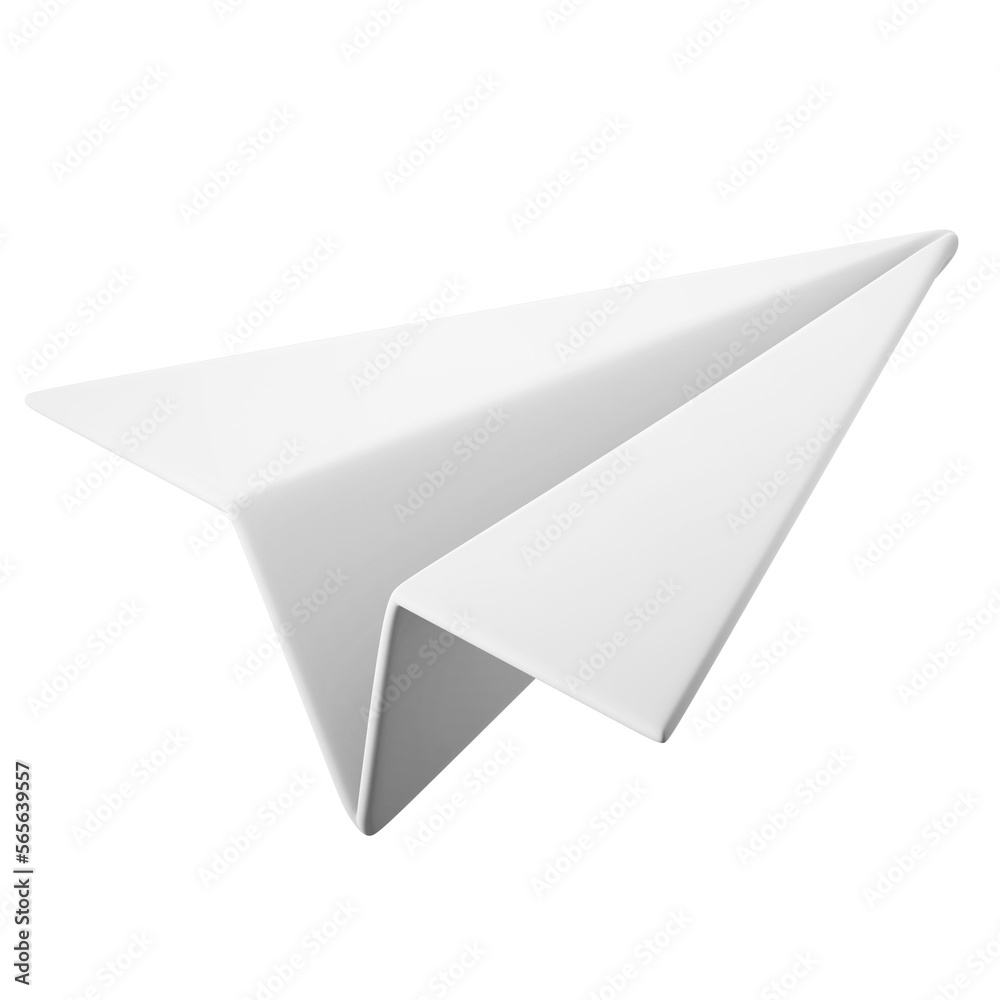 white origami paper plane deliver message symbol interface theme 3d ...