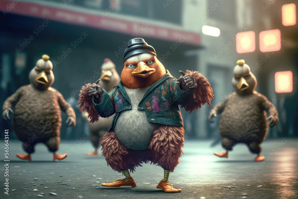 Chicken Rapper on the Street Huhn Hahn Abstrakt Illustration Digital ...