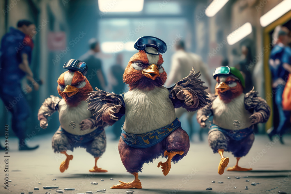 Chicken Rapper on the Street Huhn Hahn Abstrakt Illustration Digital ...