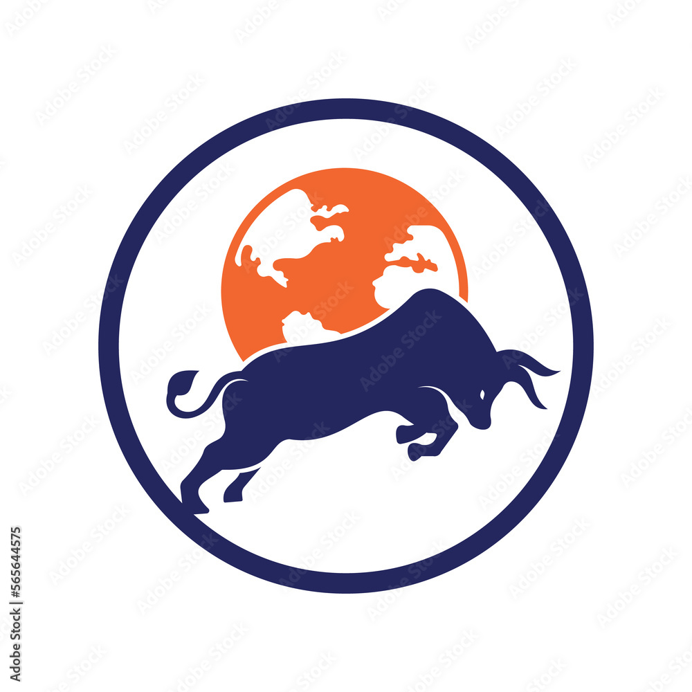 Globe bull vector logo icon design. Word and Bull logo design isolated ...