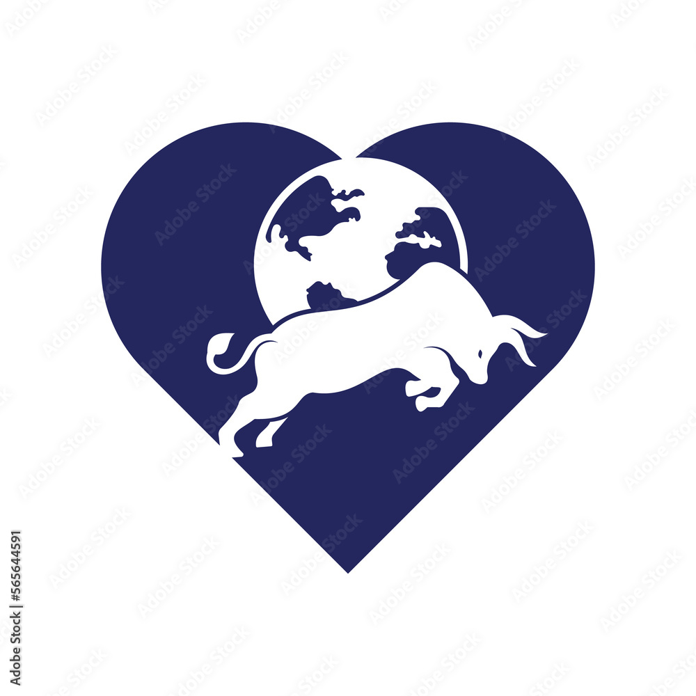 Globe bull vector logo icon design. Word and Bull logo design isolated ...