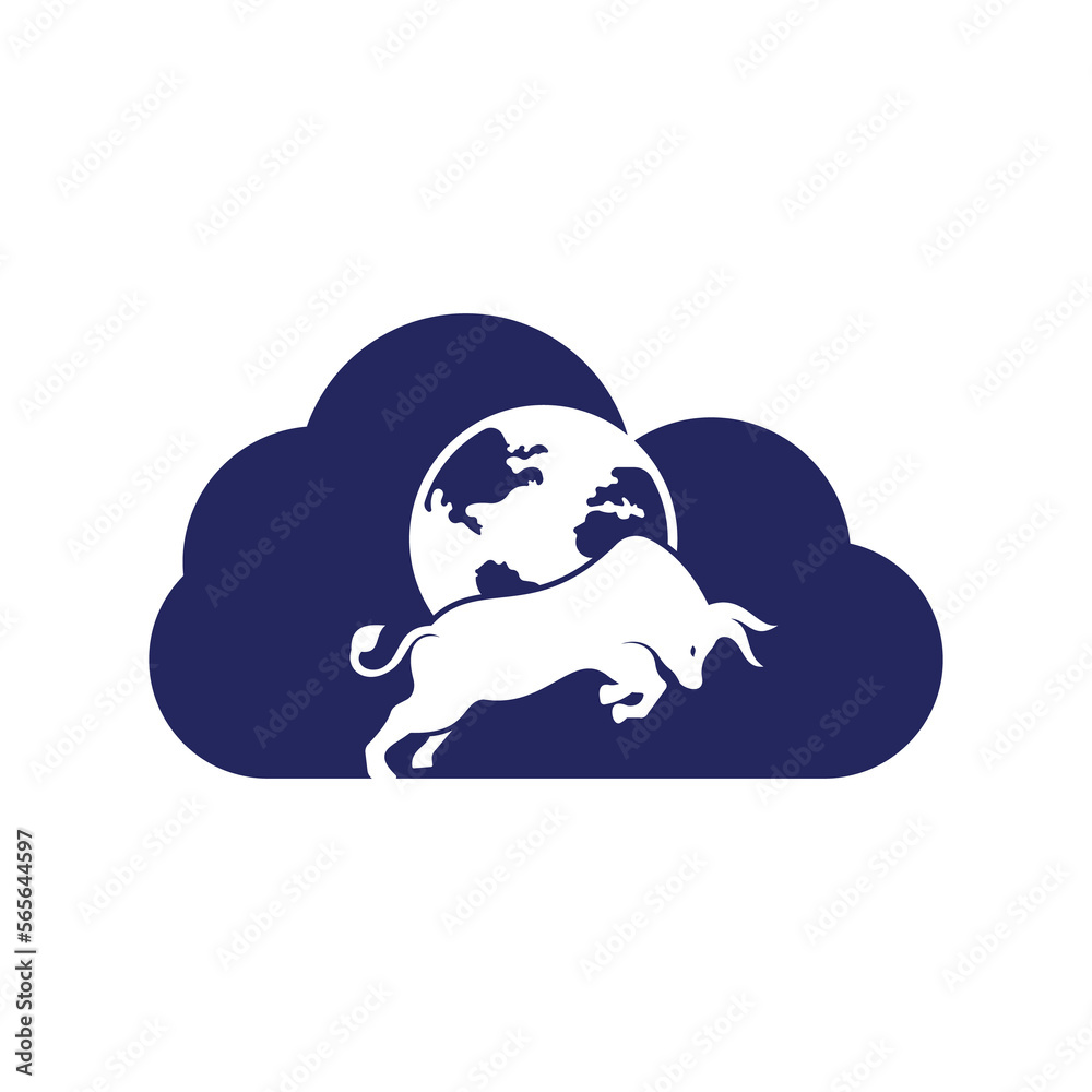 Globe bull vector logo icon design. Word and Bull logo design isolated ...