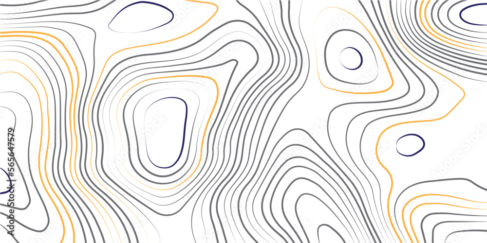 Abstract white, orange topographic map lines and cercle background ...